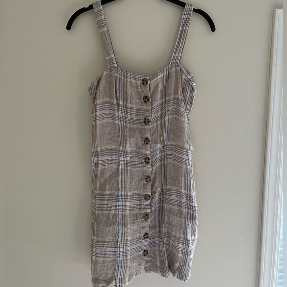 Forever 21 | Dresses | F2 Size Xs Plaid Tan Button Dress With Back ...